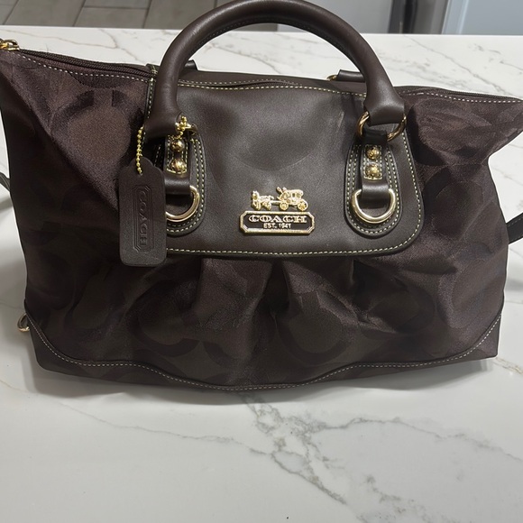 Coach | Bags | Coach Brown And Gold Satchel With Classic Design | Poshmark